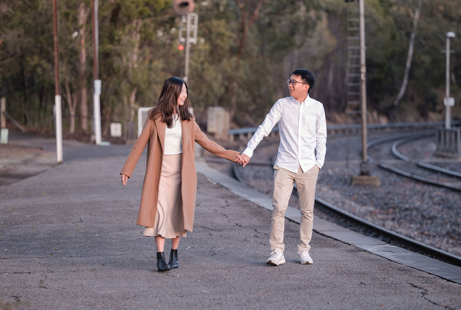 Belair Train Station Engagement Shoot - Melody & Chris